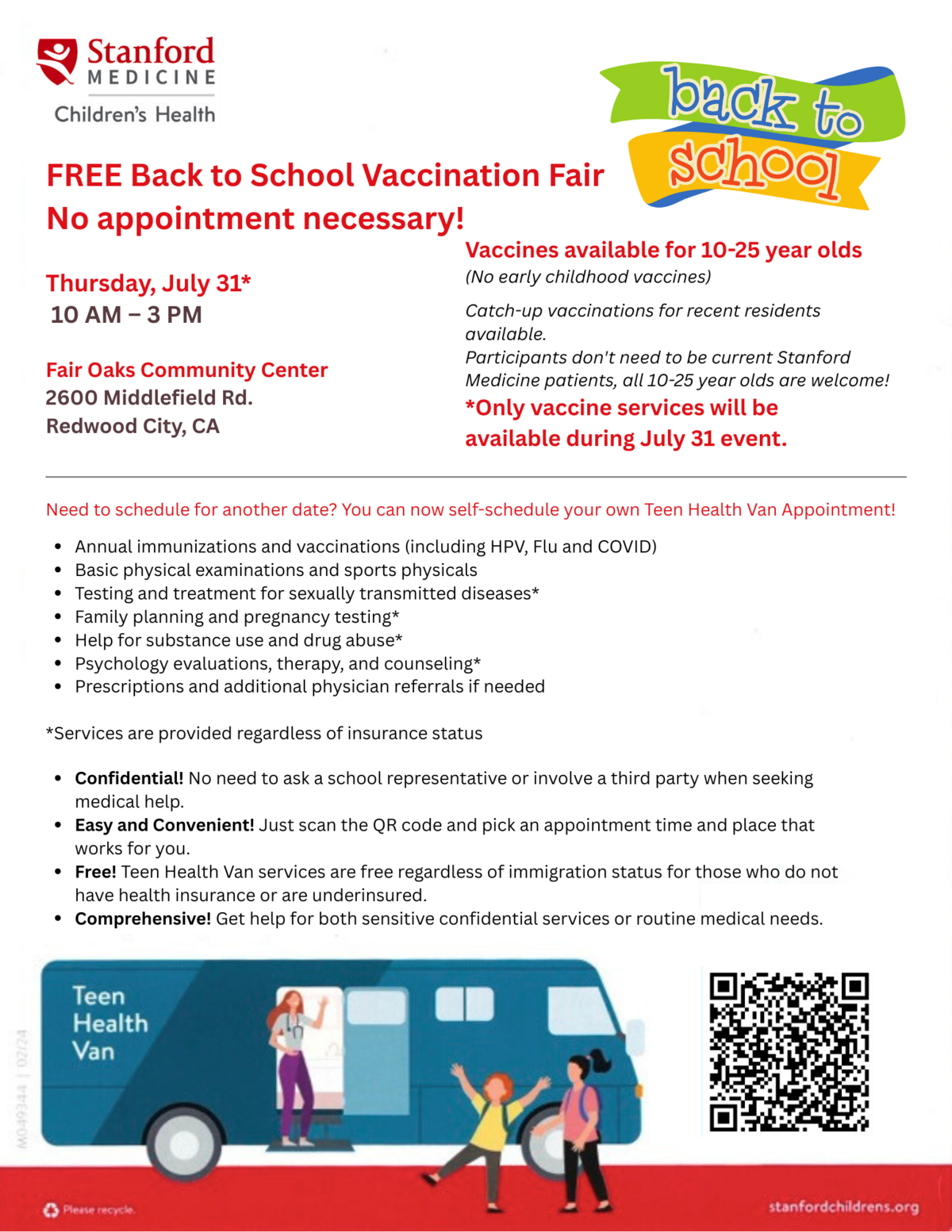 FREE Back to School Vaccination Fair / Feria de vacunación de regreso a ...